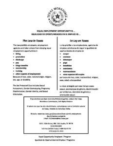 Texas employee rights poster twc - Workplace Posters